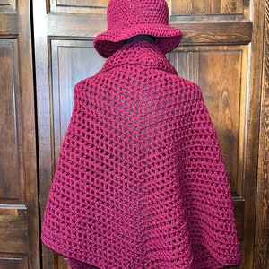 Burgundy Hat and Shawl Set - Etsy