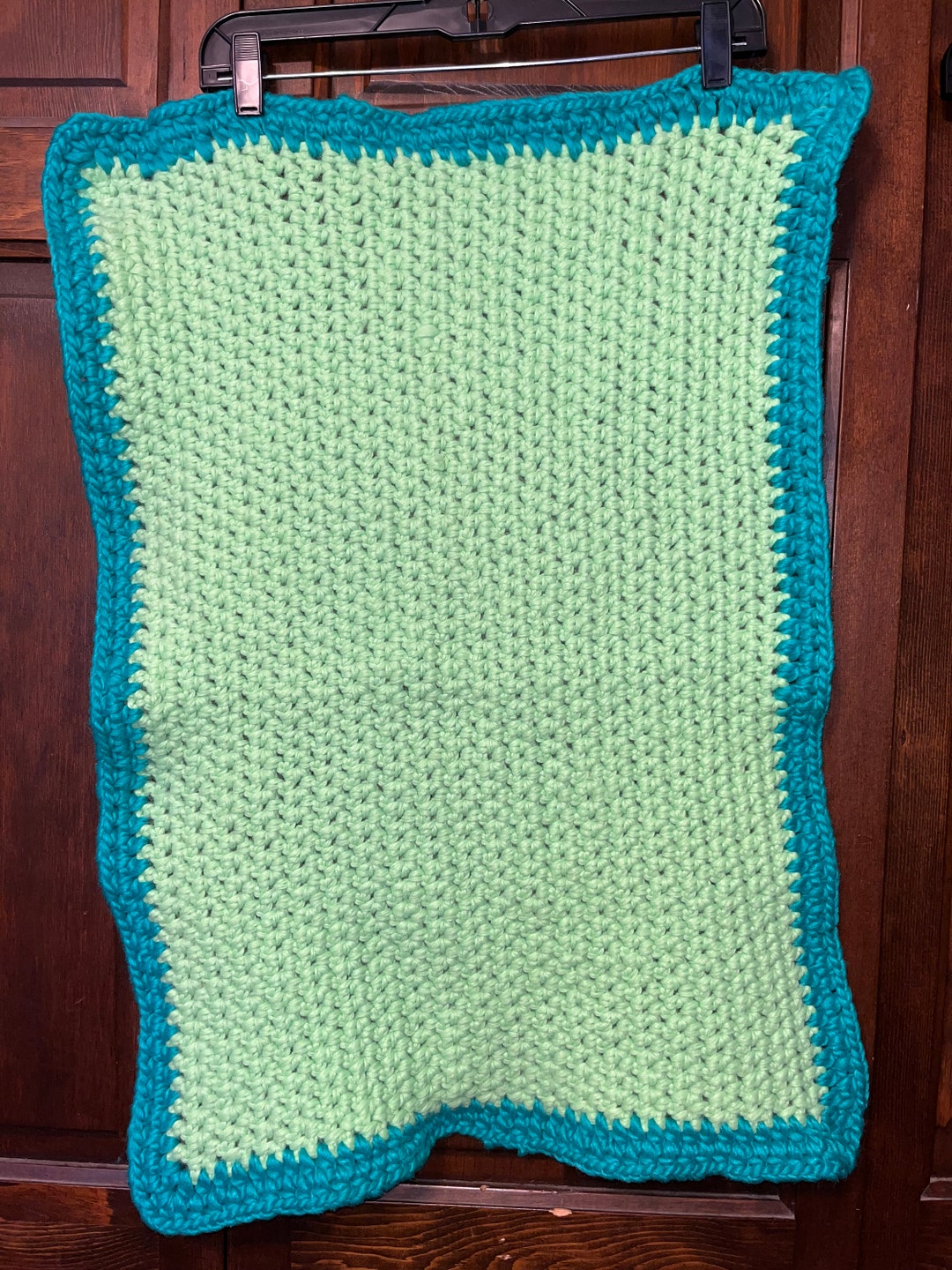 Super Thick Lime Rug With Teal Border - Etsy