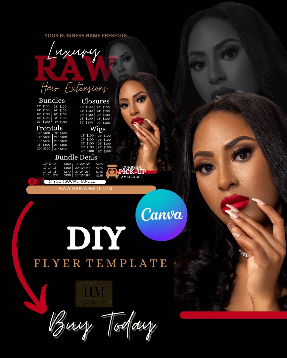 Hair Bundle Promotion Flyer| DIY Hair Sale, Hair Bundle, Wigs, Clip-ins ...