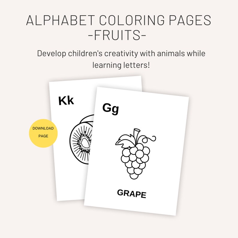 Fruit Coloring Pages, Alphabet Coloring Book for Toddlers, Printable ...