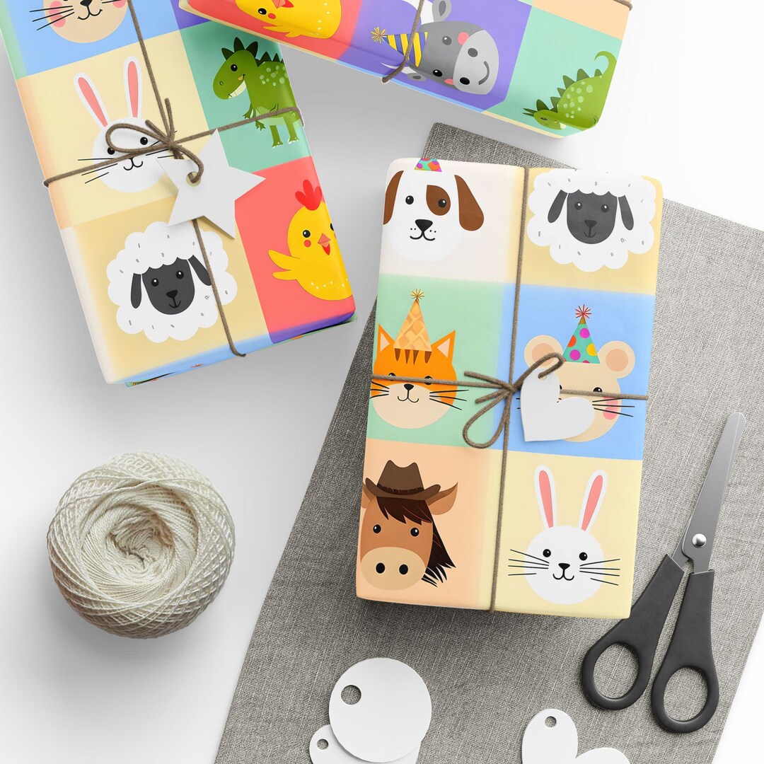 Cute Animal Wrapping Paper, Playful Gift Wrap for Kids, Party Supplies ...