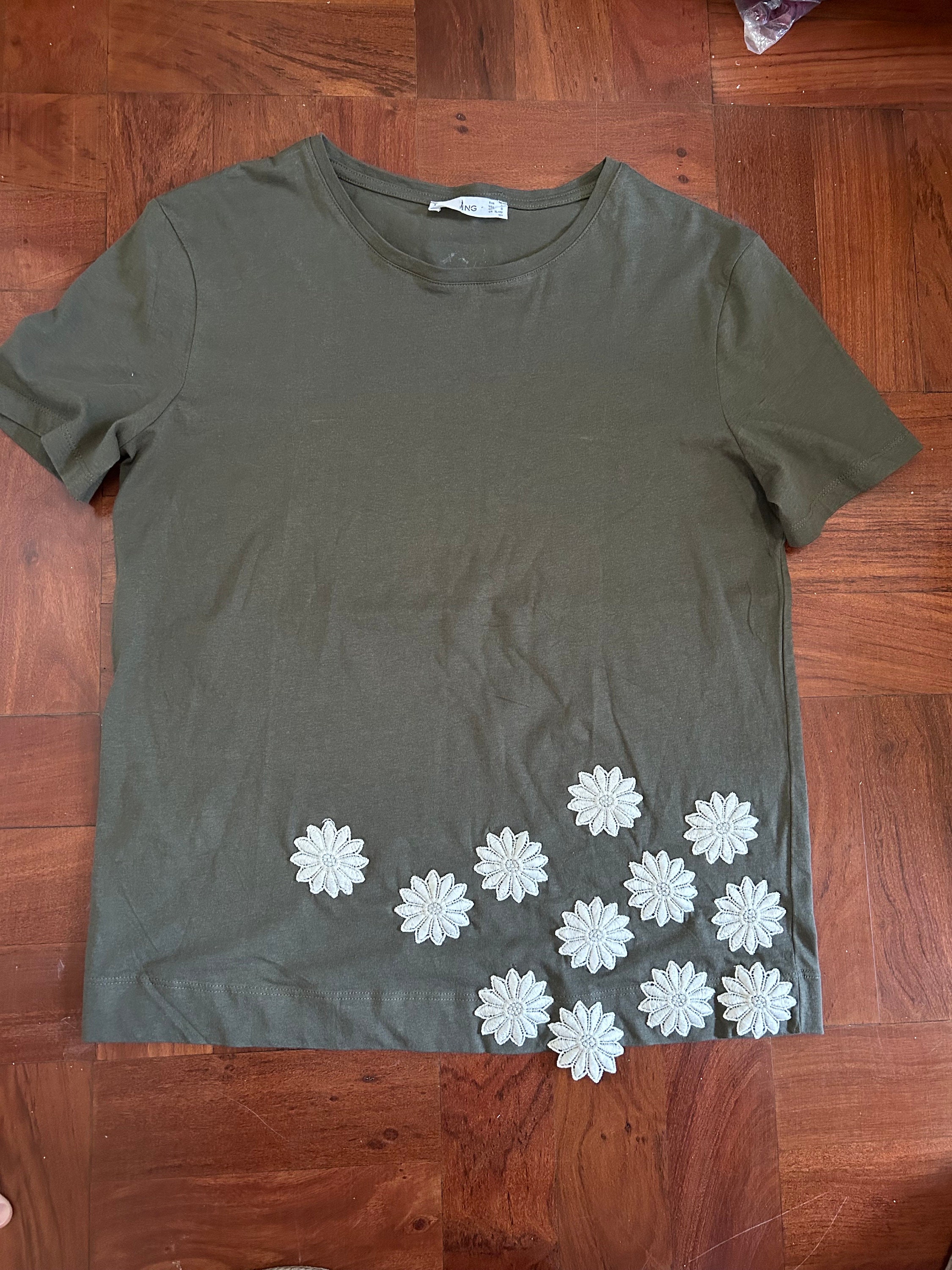 Hand Embroidered Patches T-shirt. Cotton Top. Flower Embroidery - Etsy