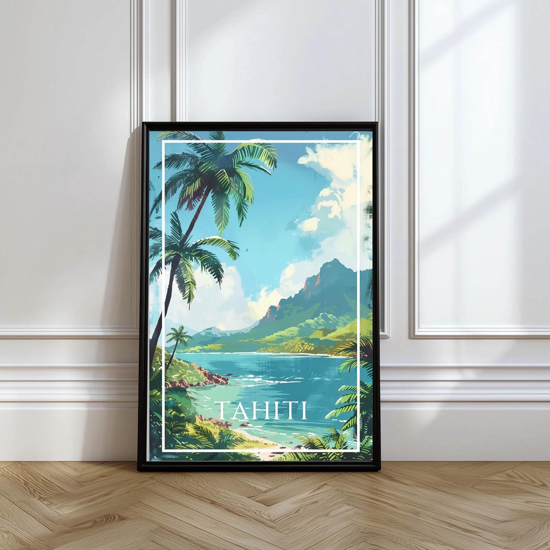 Tahiti Poster Tahiti Wall Art Tahiti Travel Print Tahiti Landscape Lush ...