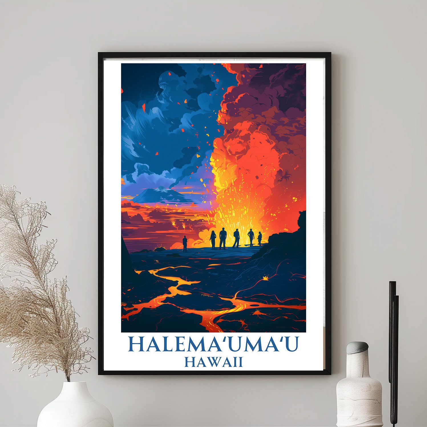 Halemaumau Crater Hawaii Travel Poster Hawaii Lovers Gift Hawaiian ...