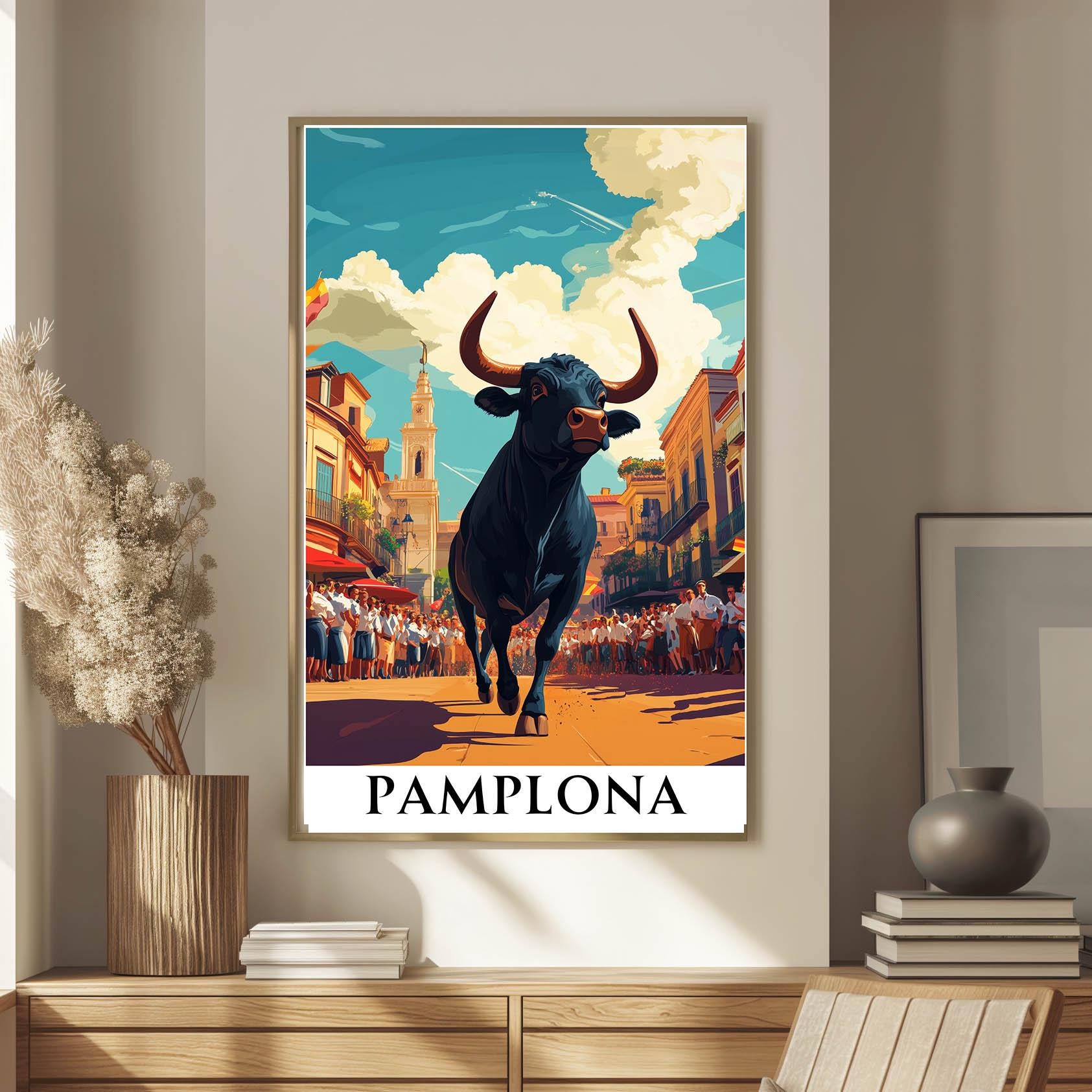 Pamplona Running of the Bulls Print Pamplona Bull Run Poster Pamplona ...