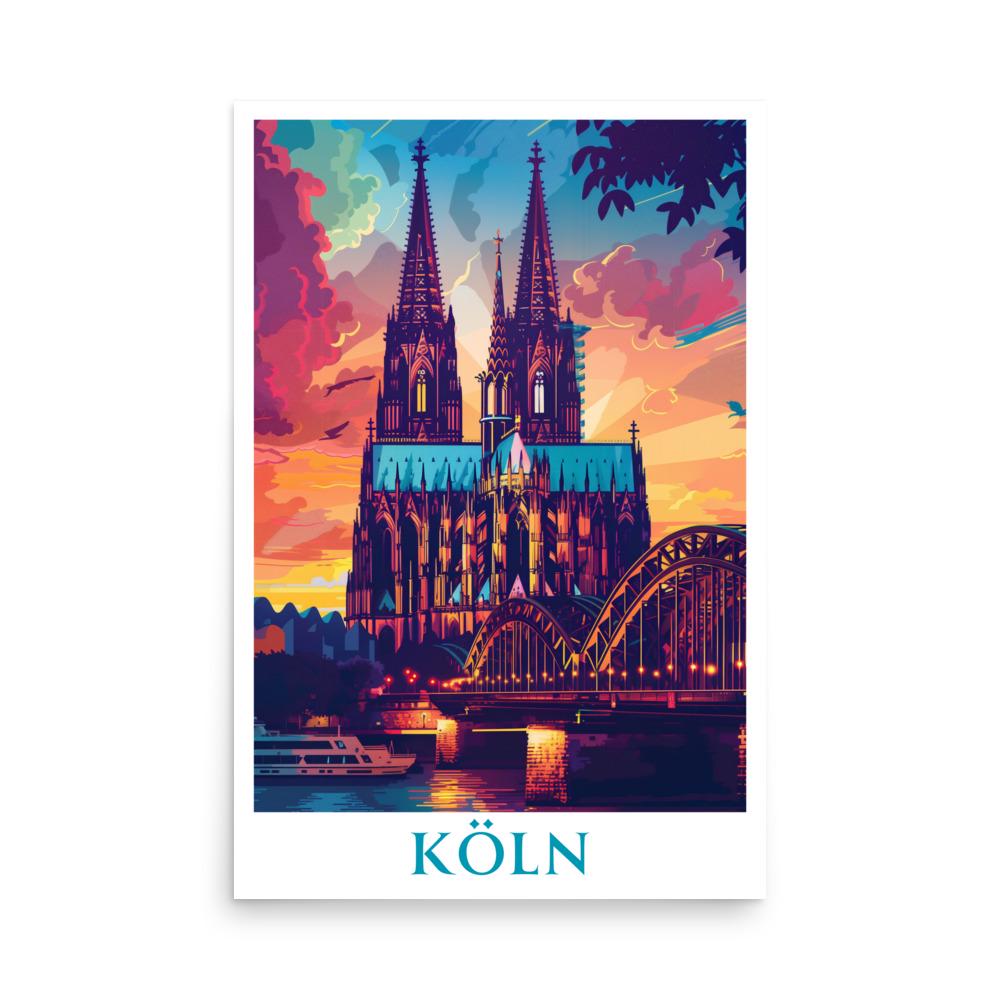 Köln Poster Cologne Travel Print Germany Wall Art Cologne Cathedral ...