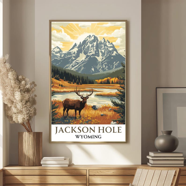 Jackson Hole Poster Jackson Hole Wall Art Grand Teton Wall Art Travel ...