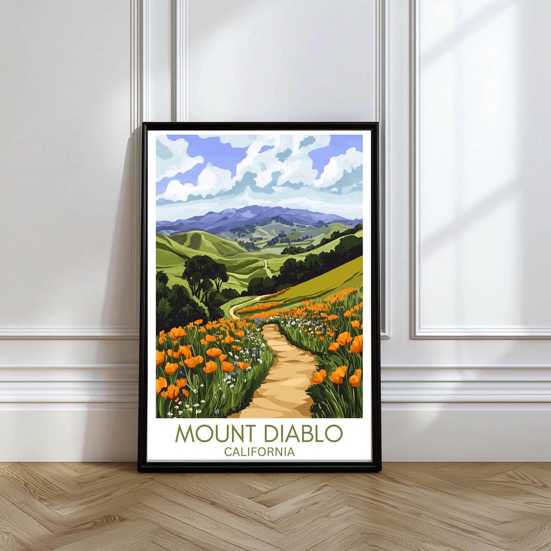 Mount Diablo Trails Poster Mt. Diablo Travel Poster Mount Diablo Travel ...