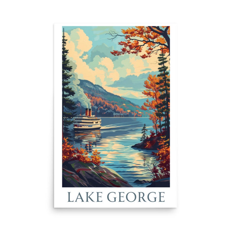 Lake George Poster Lake George Wall Art Riverboat Steamboat Wall Art - Etsy
