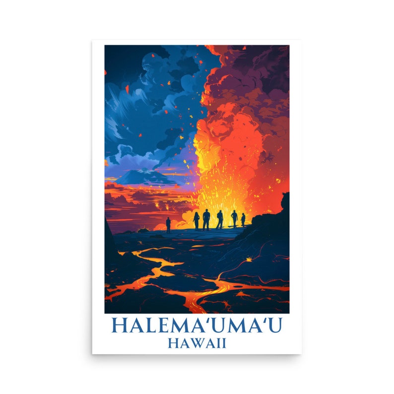 Halemaumau Crater Hawaii Travel Poster Hawaii Lovers Gift Hawaiian ...