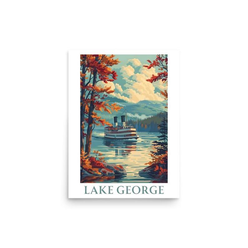 Lake George Poster Lake George Wall Art Riverboat Steamboat Wall Art - Etsy