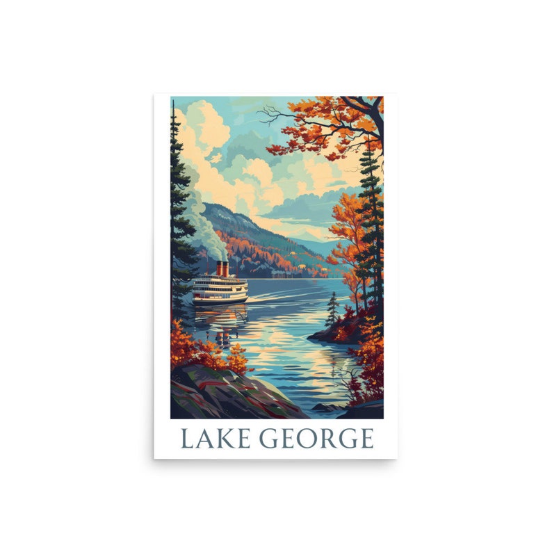 Lake George Poster Lake George Wall Art Riverboat Steamboat Wall Art - Etsy