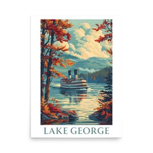 Lake George Poster Lake George Wall Art Riverboat Steamboat Wall Art - Etsy