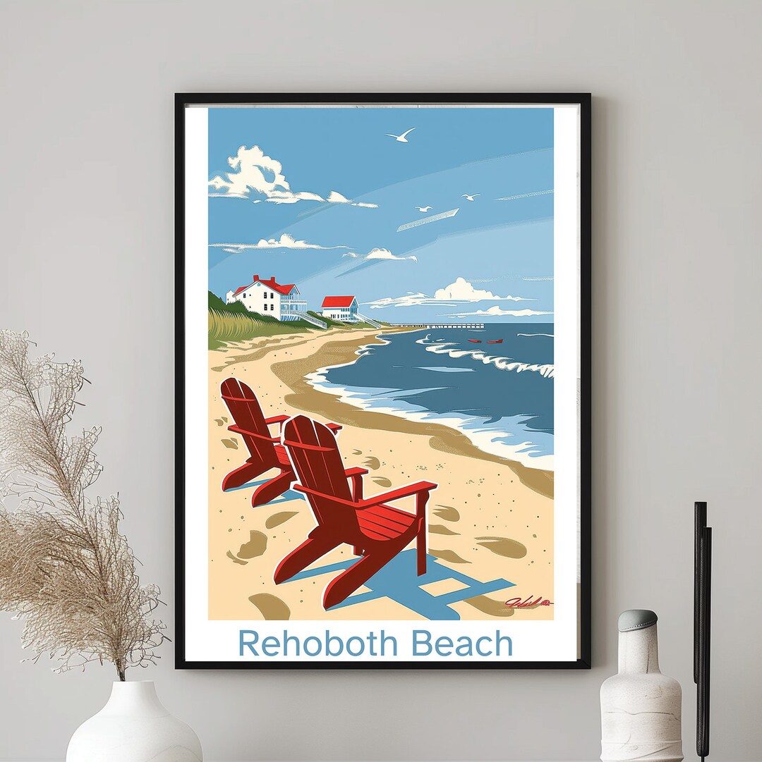 Rehoboth Beach Travel Poster Rehoboth Beach Wall Art Rehoboth Beach ...