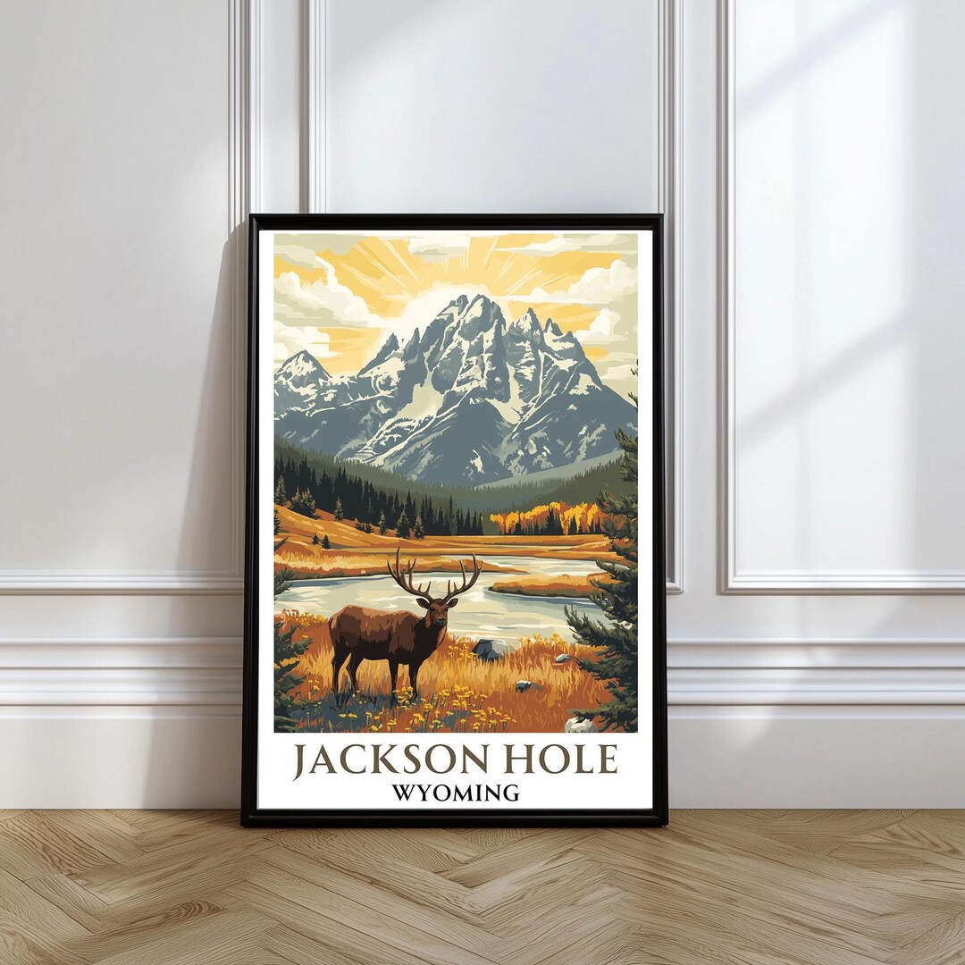 Jackson Hole Poster Jackson Hole Wall Art Grand Teton Wall Art Travel ...