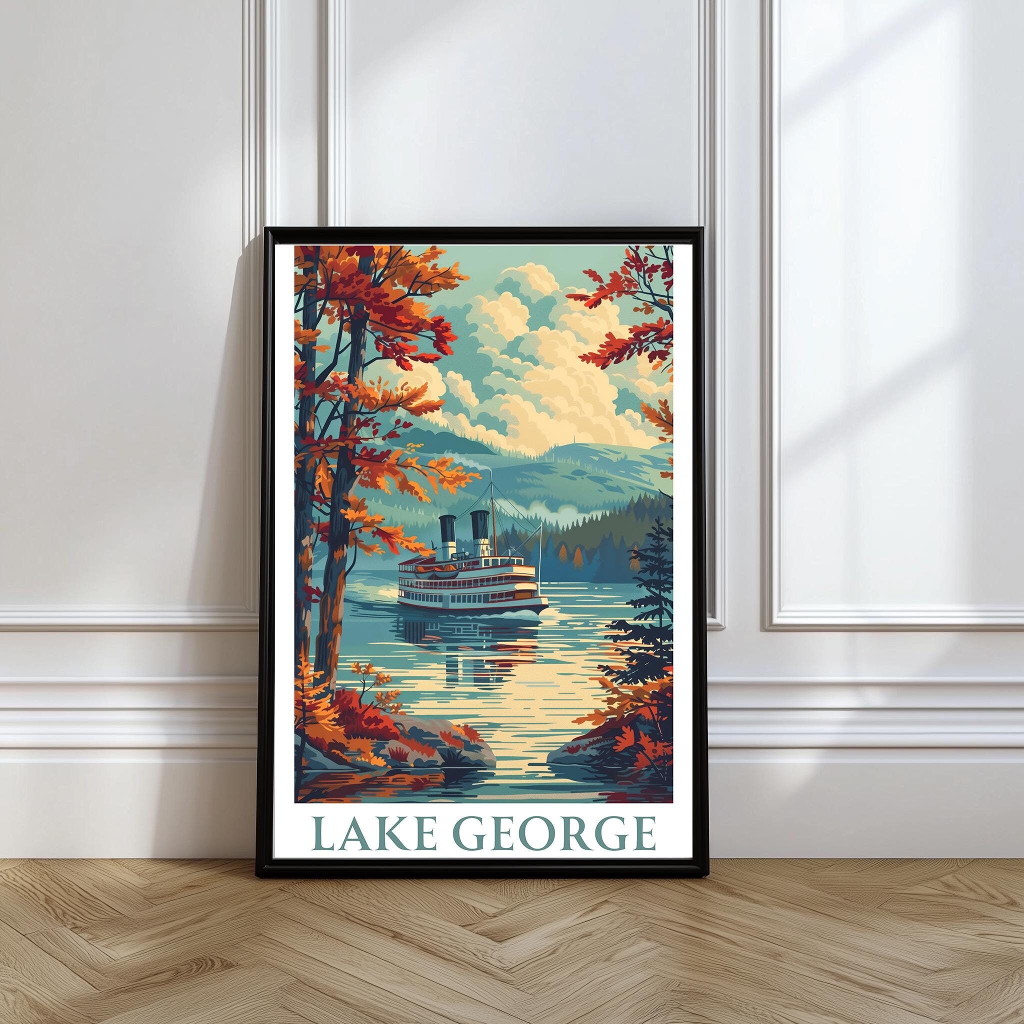 Lake George Poster Lake George Wall Art Riverboat Steamboat Wall Art - Etsy