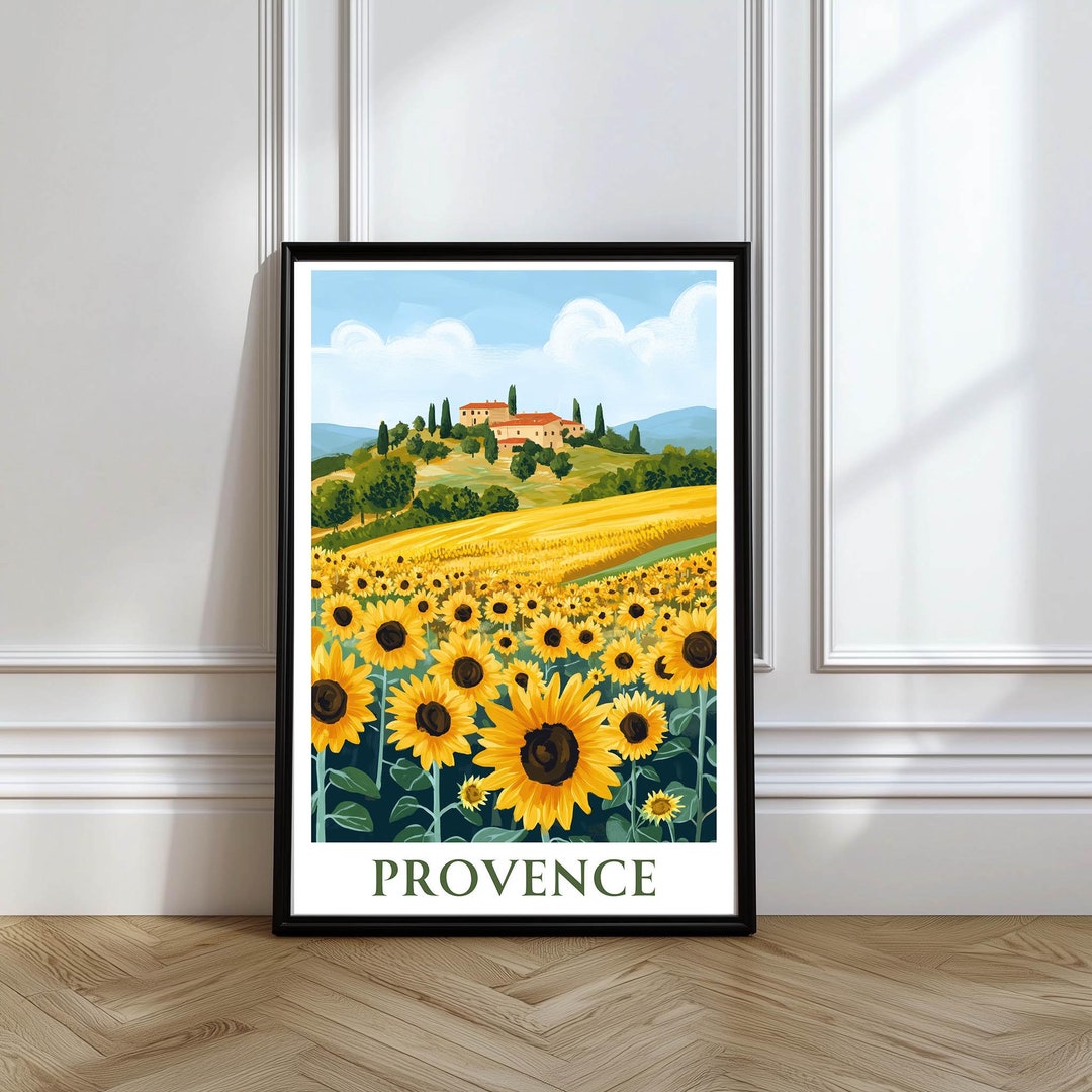 Provence Poster Sunflower Field Poster French Countryside Wall Art Home ...