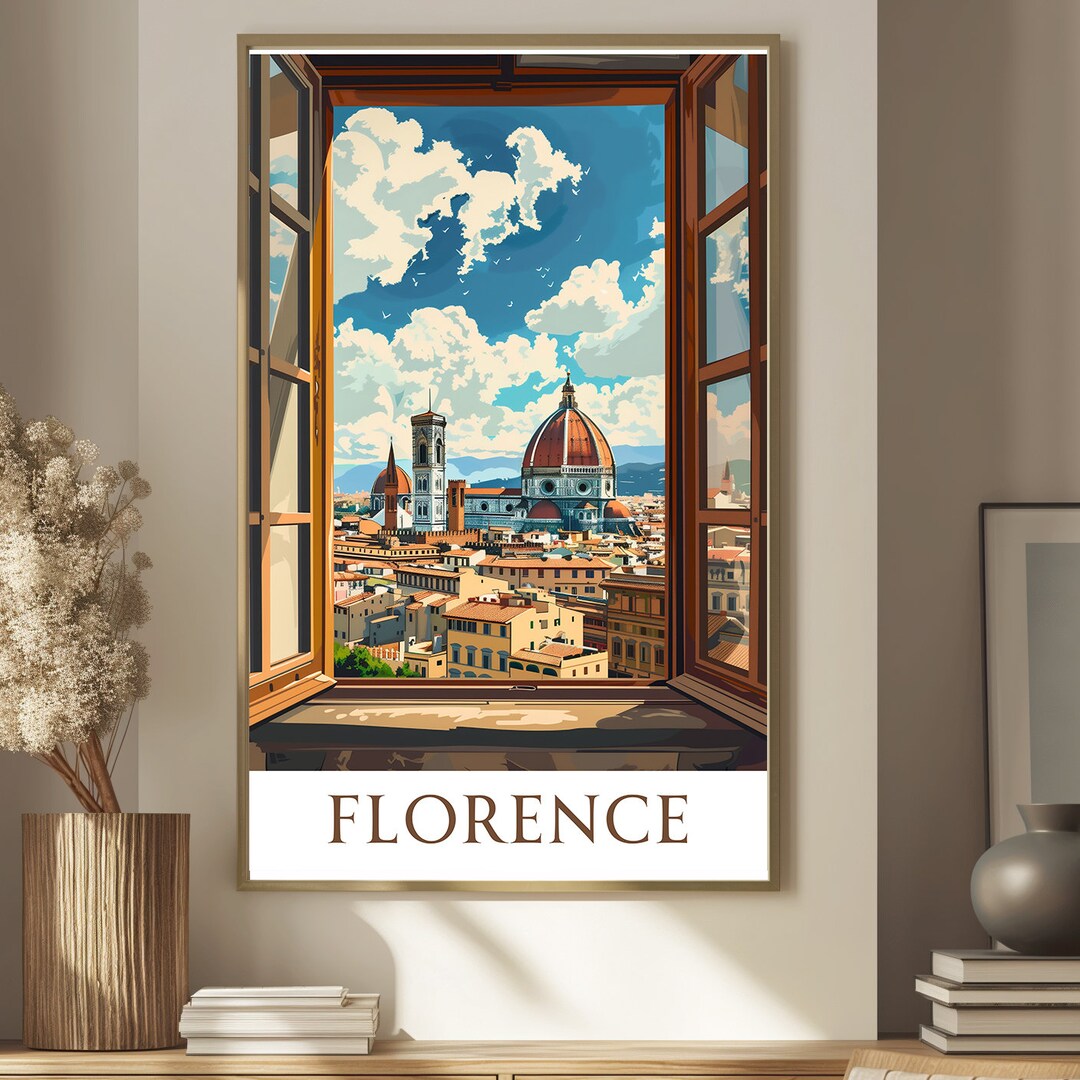 A Window With A Vew of Duomo in Florence Italy Poster Wall Art Gift for ...