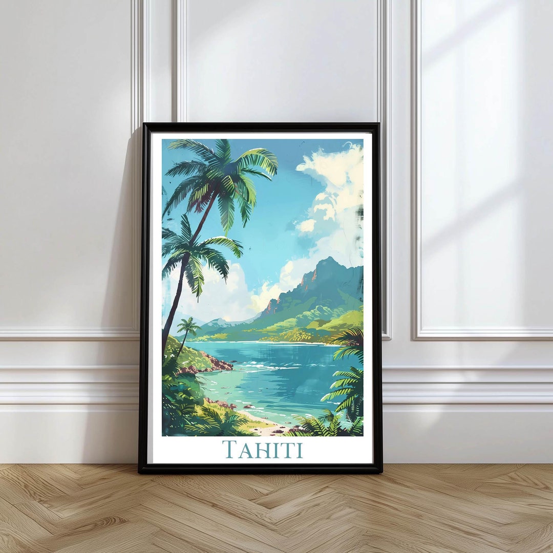 Tahiti Poster Tahiti Wall Art Tahiti Travel Print Tahiti Landscape Lush ...