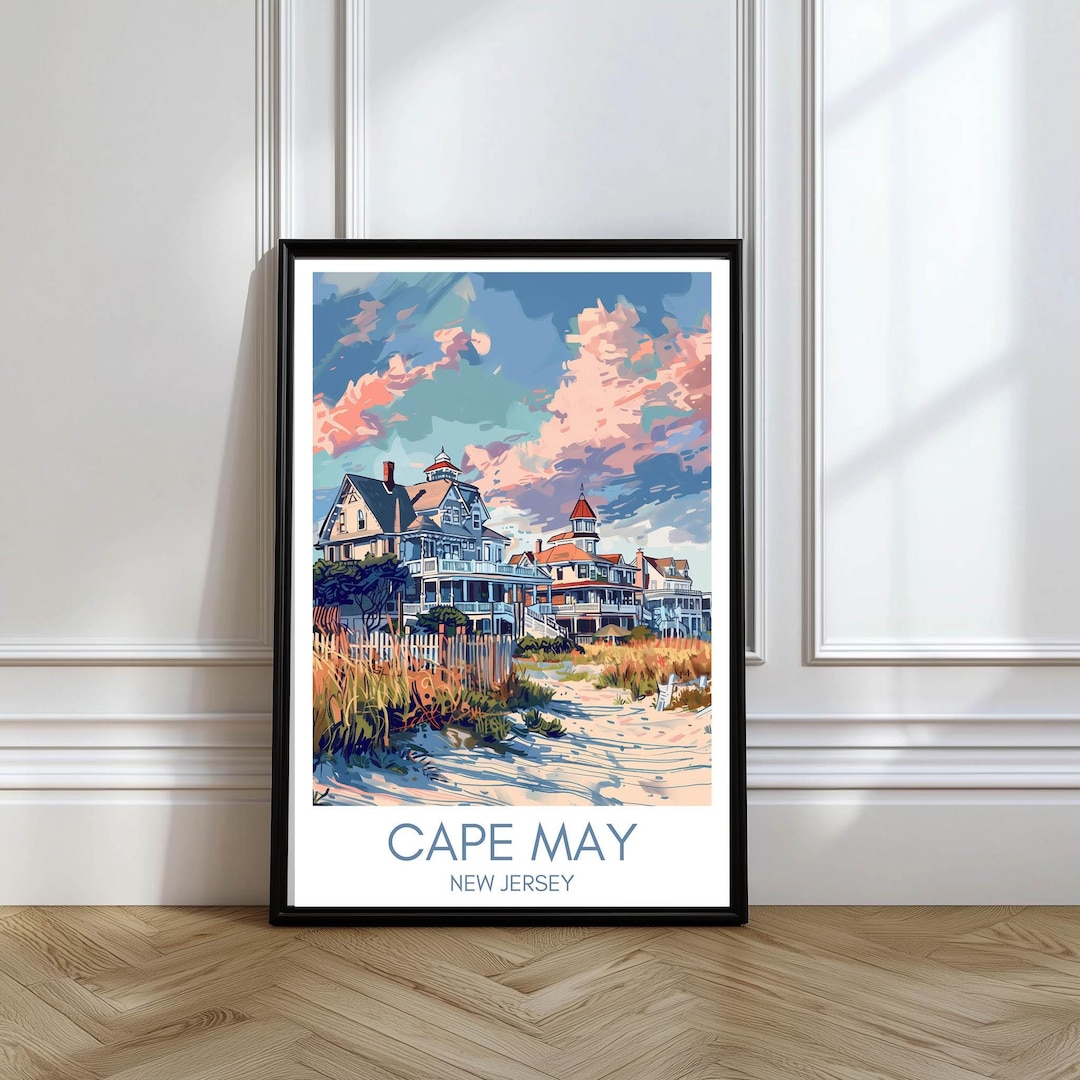 Cape May Poster Cape May New Jersey Wall Art Cape May Travel Print Cape ...