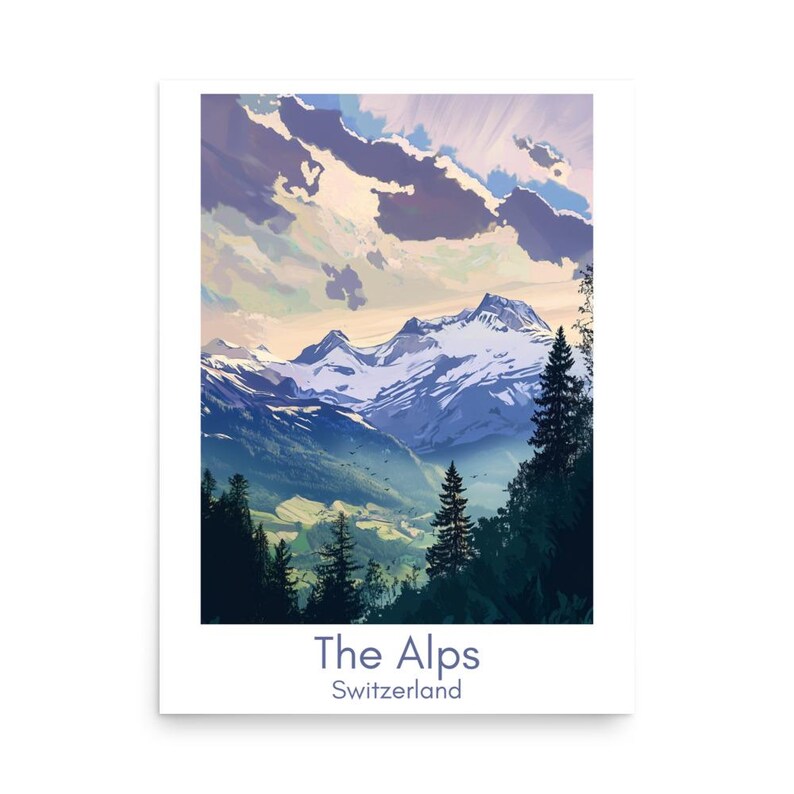 Swiss Alps Travel Poster Swiss Alps Wall Art Swiss Alps Travel Print ...