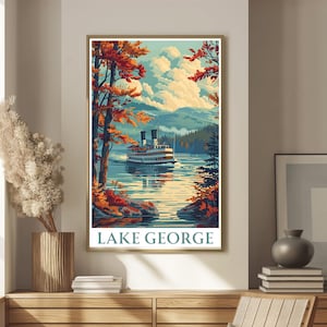 Lake George Poster Lake George Wall Art Riverboat Steamboat Wall Art - Etsy