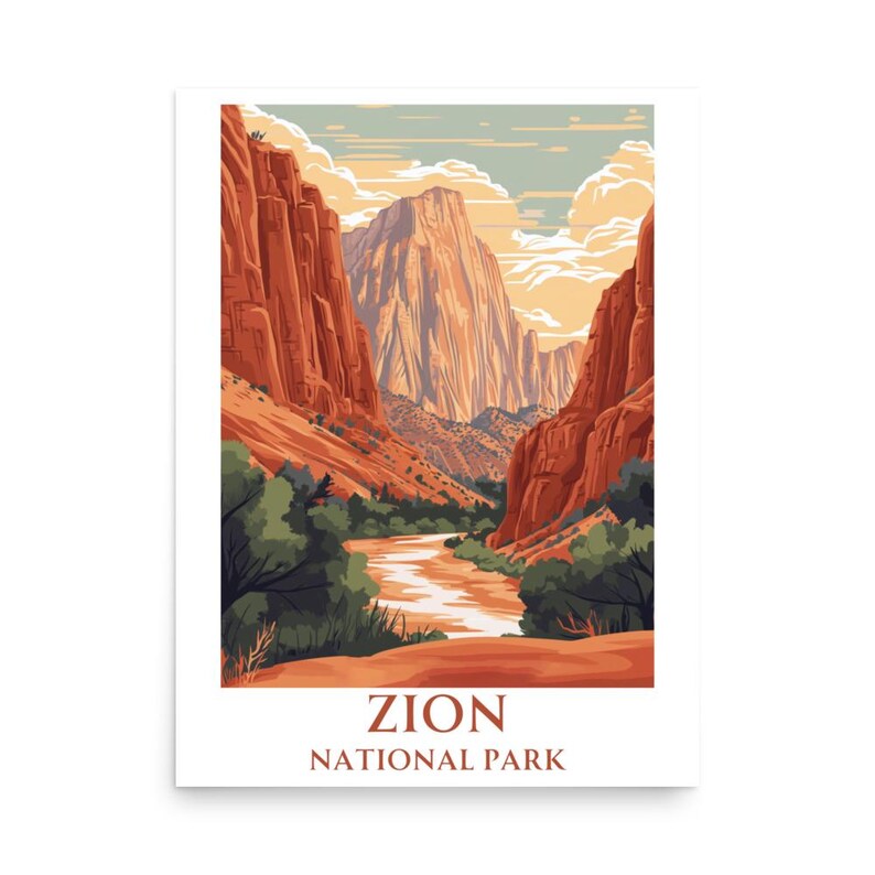 Zion National Park Wall Art Zion National Park Poster Zion Poster Home ...