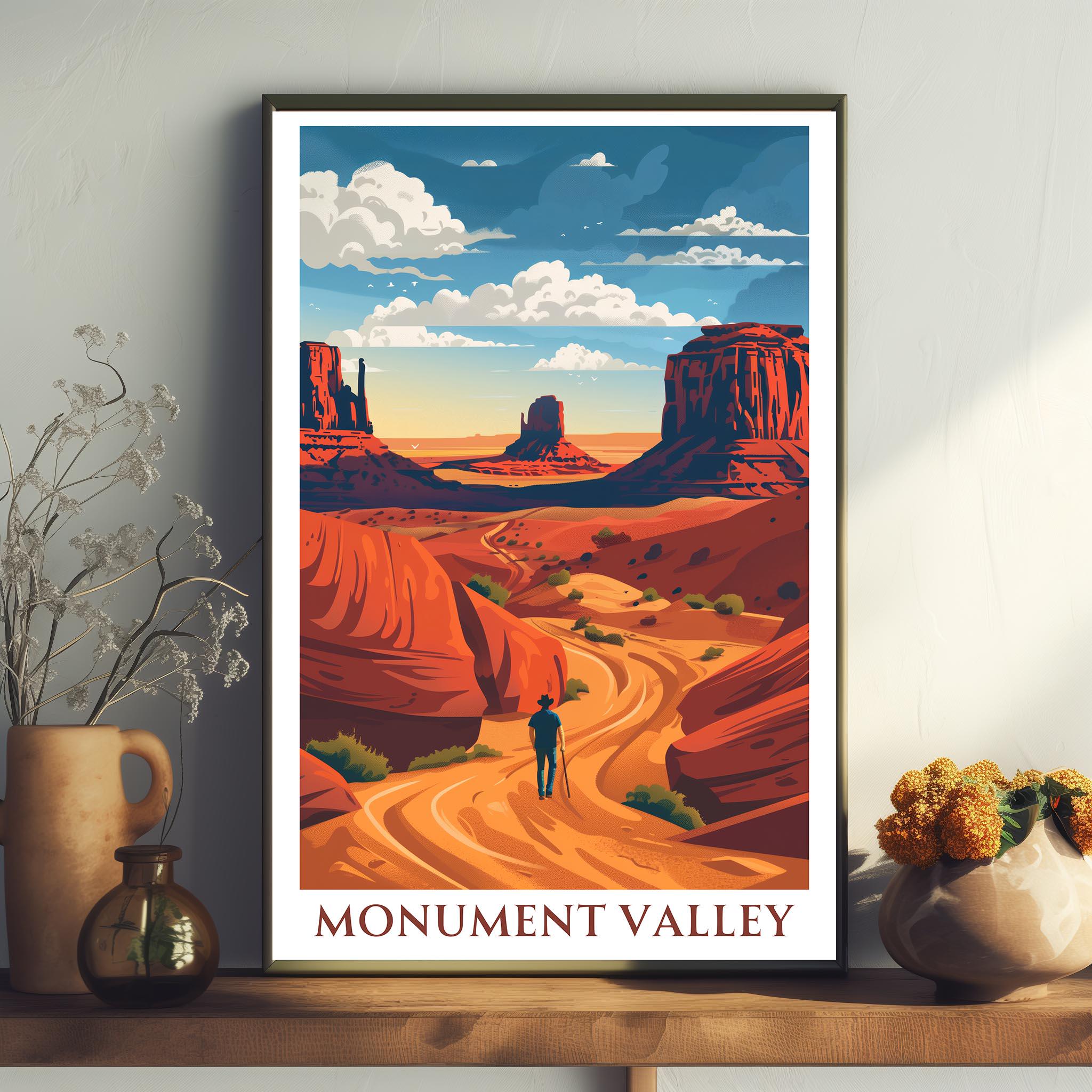 Monument Valley Poster Monument Valley Wall Art Man Walking Through ...