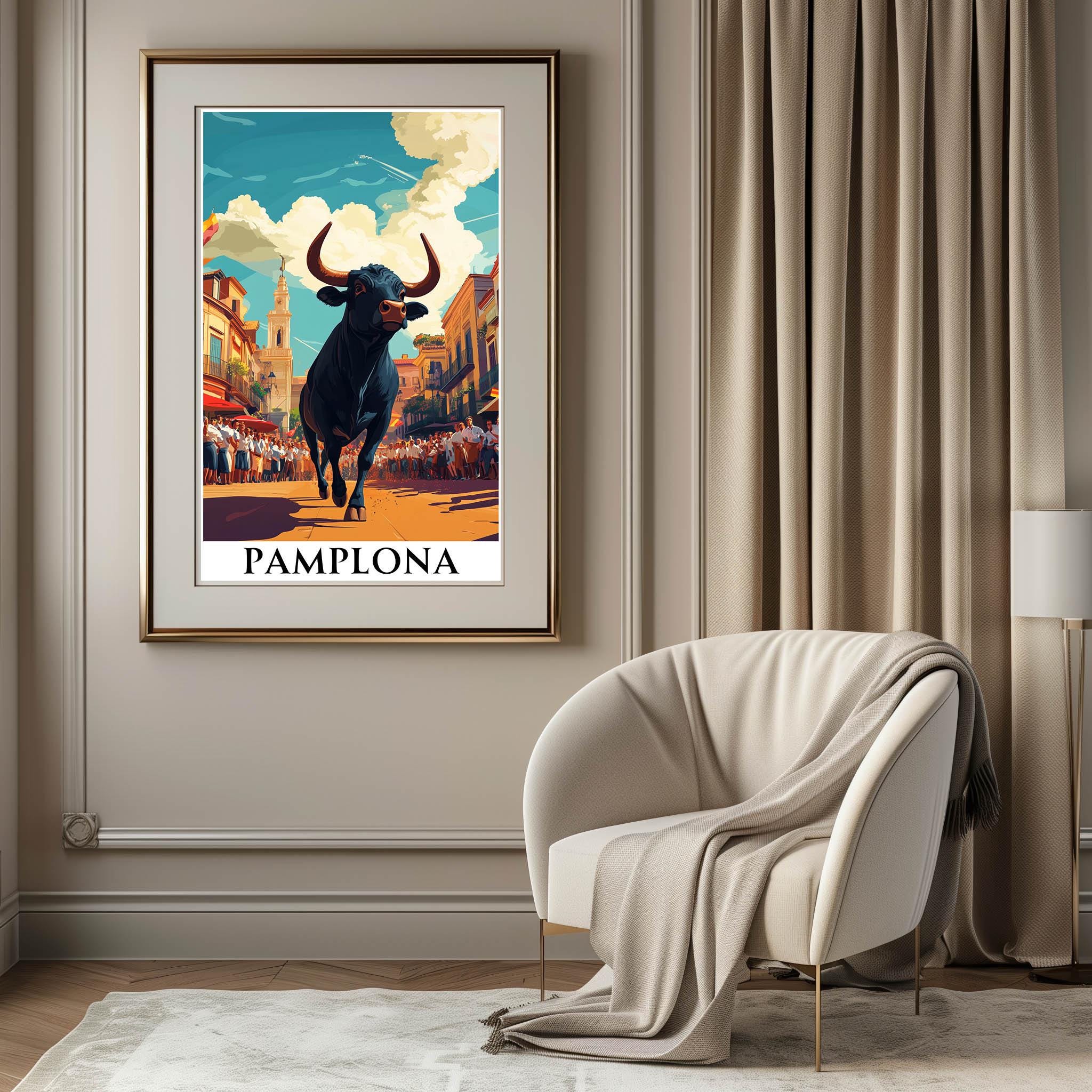 Pamplona Running of the Bulls Print Pamplona Bull Run Poster Pamplona ...