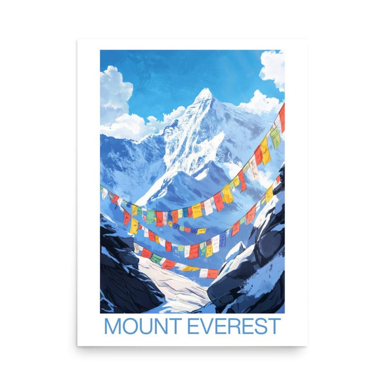 Mount Everest Poster Mount Everest Wall Art Mount Everest Decor ...