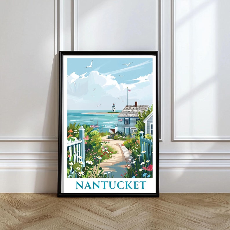 Nantucket Travel Poster Nantucket Wall Art Beach House Poster - Etsy