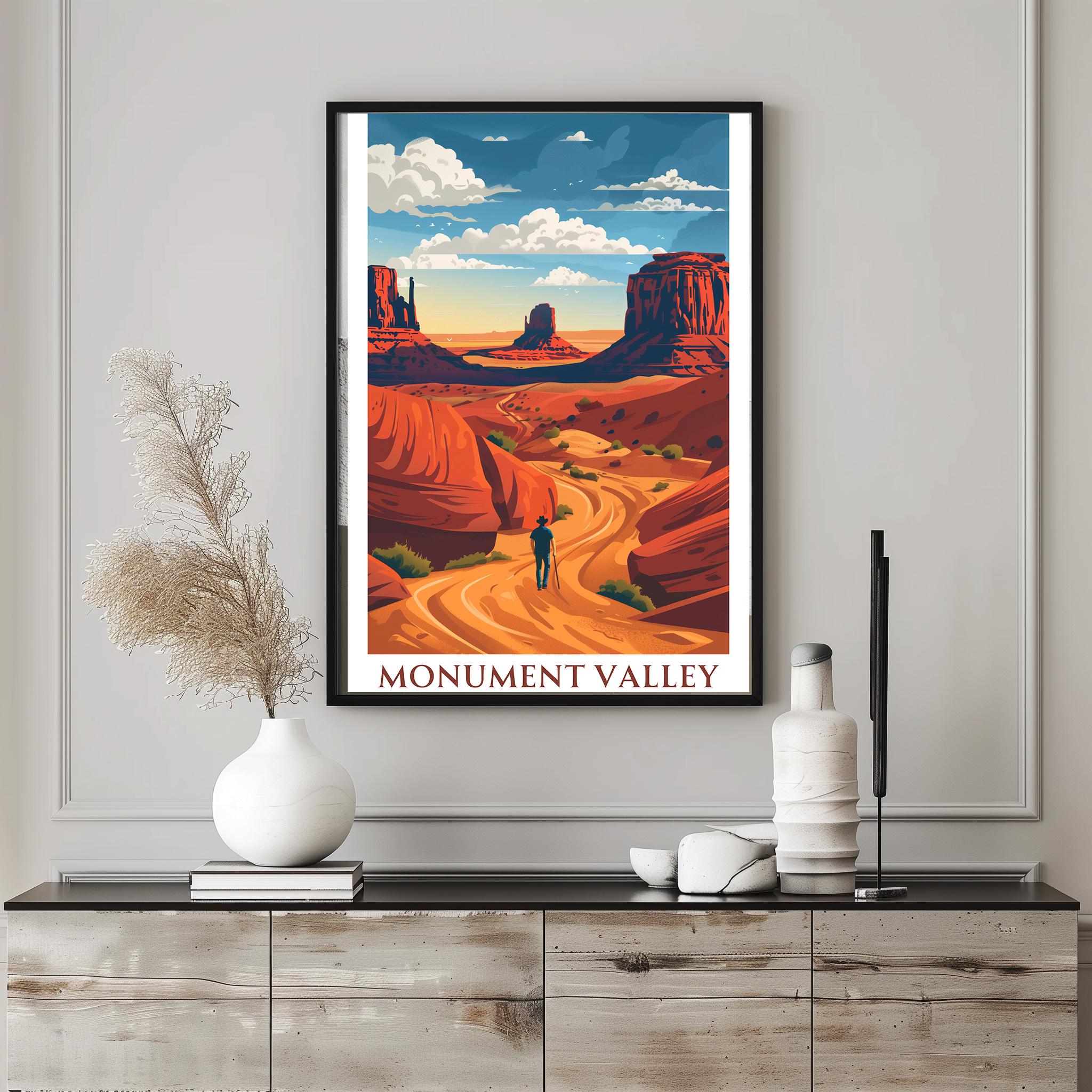 Monument Valley Poster Monument Valley Wall Art Man Walking Through ...