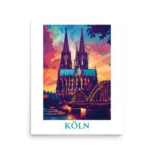 Köln Poster Cologne Travel Print Germany Wall Art Cologne Cathedral ...