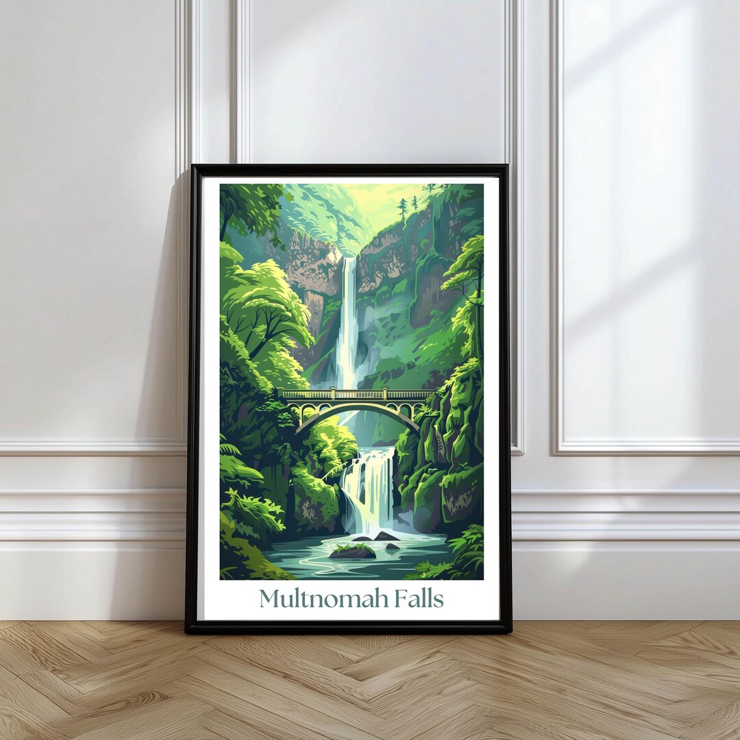 Multnomah Falls Travel Poster Gift for Nature Lovers Multnomah Falls ...