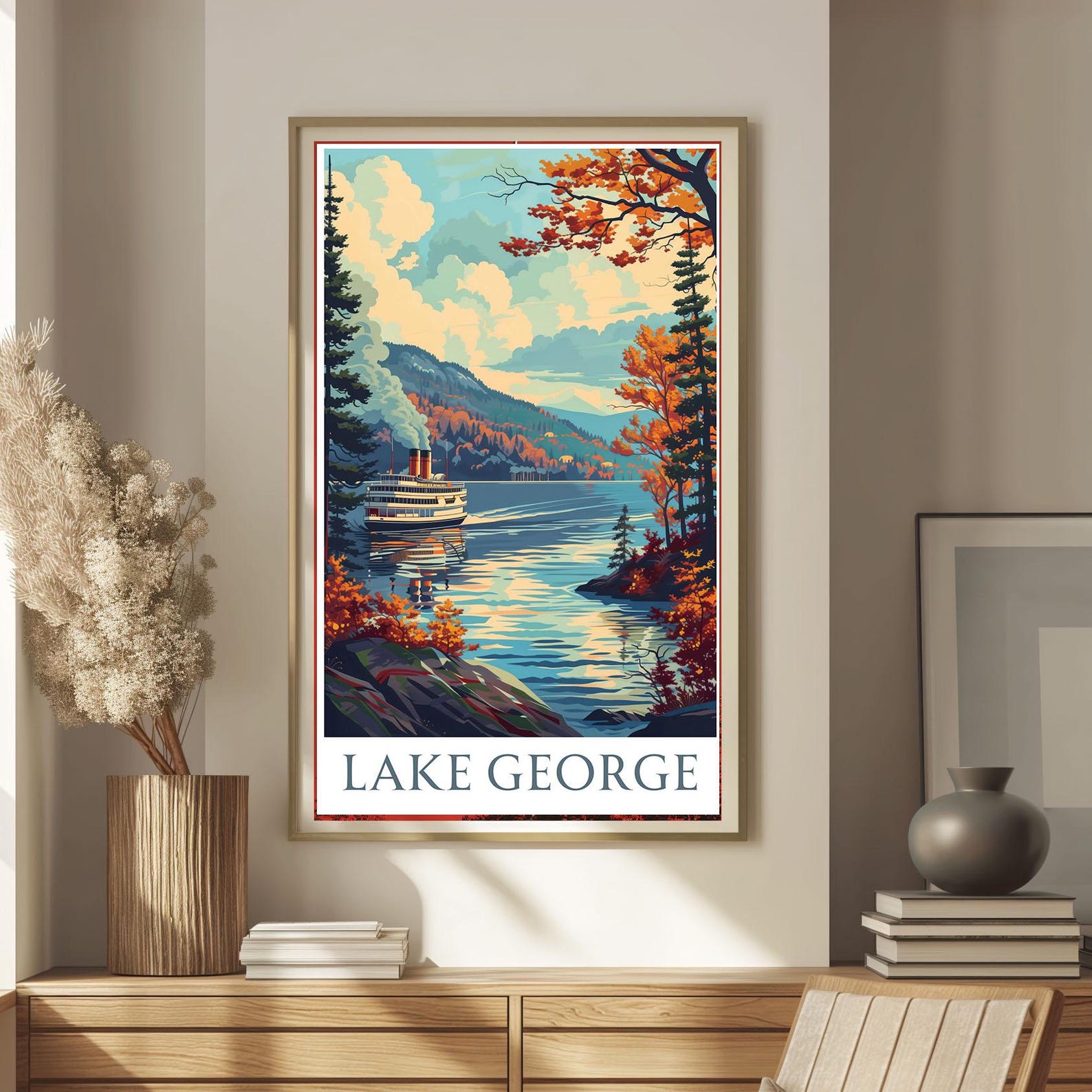 Lake George Poster Lake George Wall Art Riverboat Steamboat Wall Art - Etsy