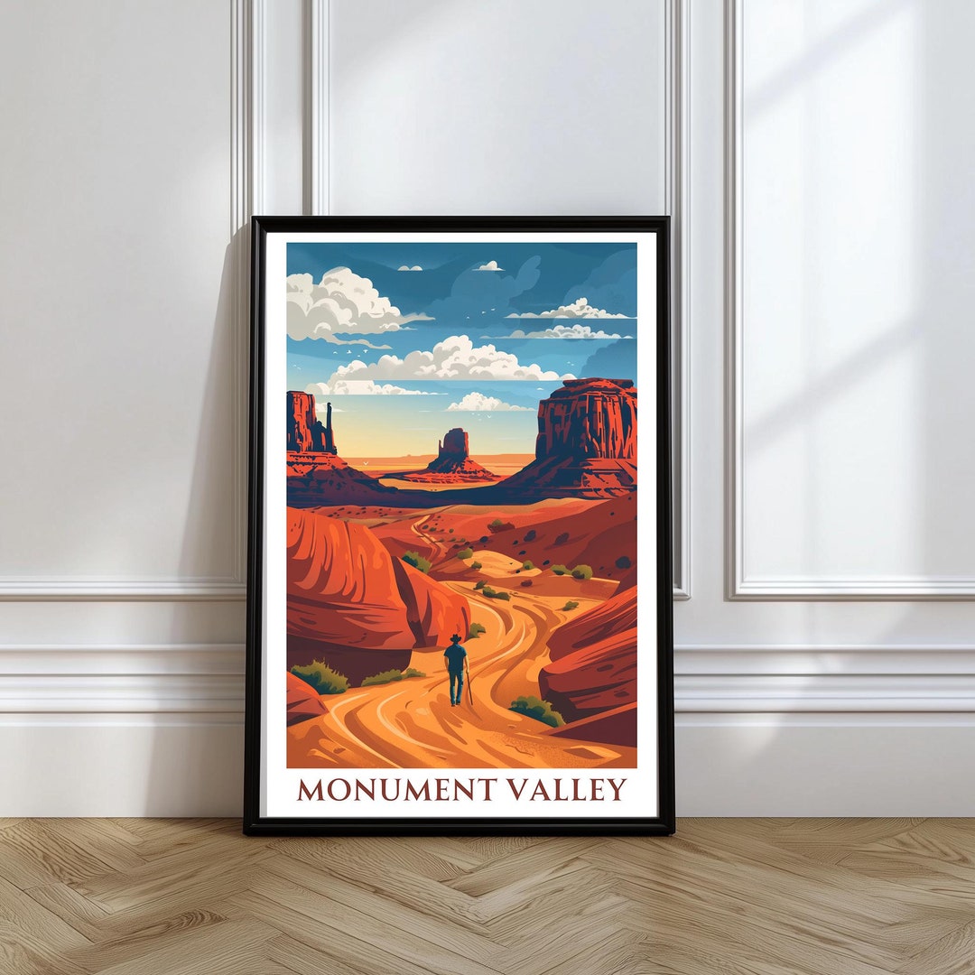 Monument Valley Poster Monument Valley Wall Art Man Walking Through ...