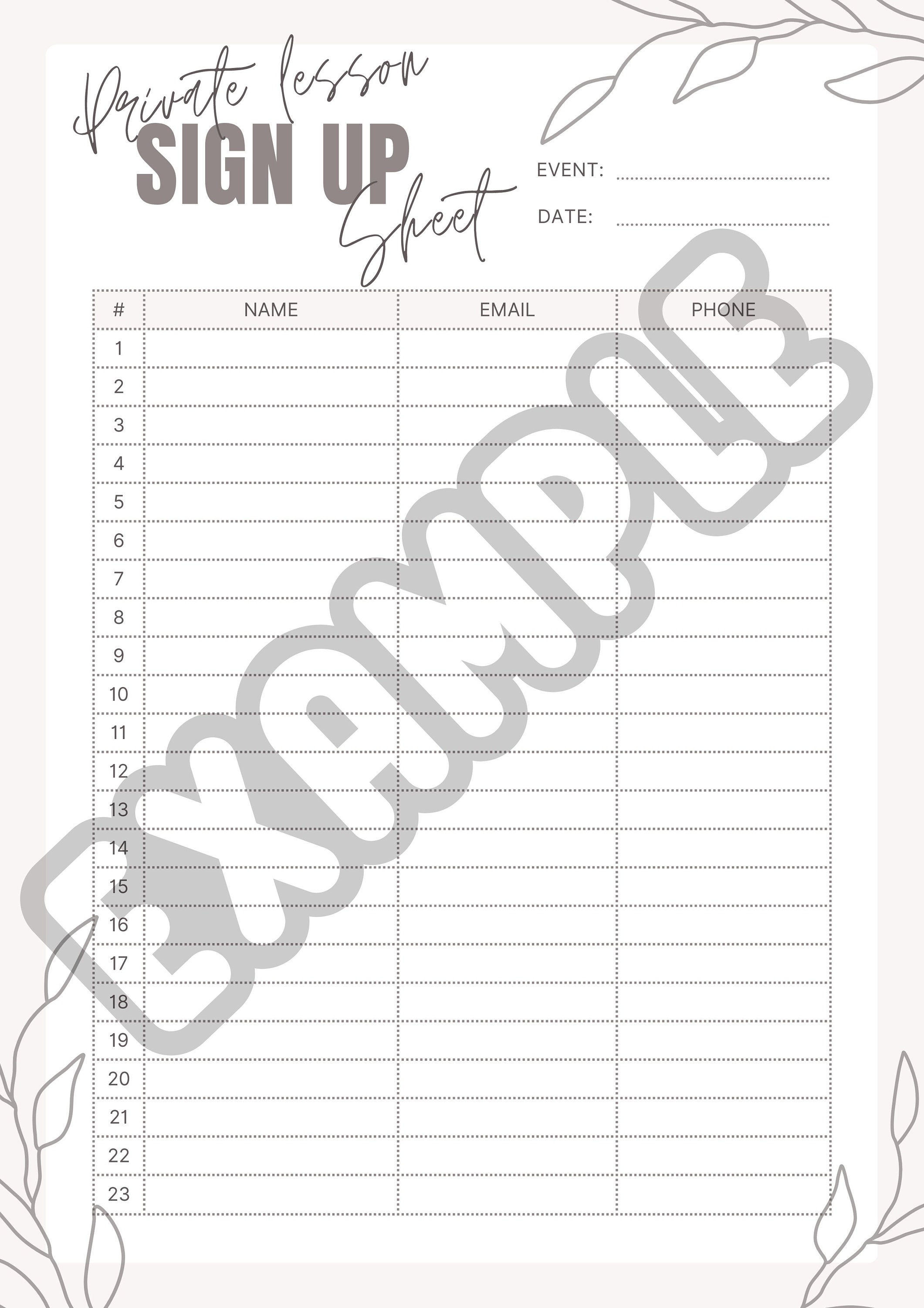 6 Printable Sign-up Sheet Templates, Printable Sign up List Download ...
