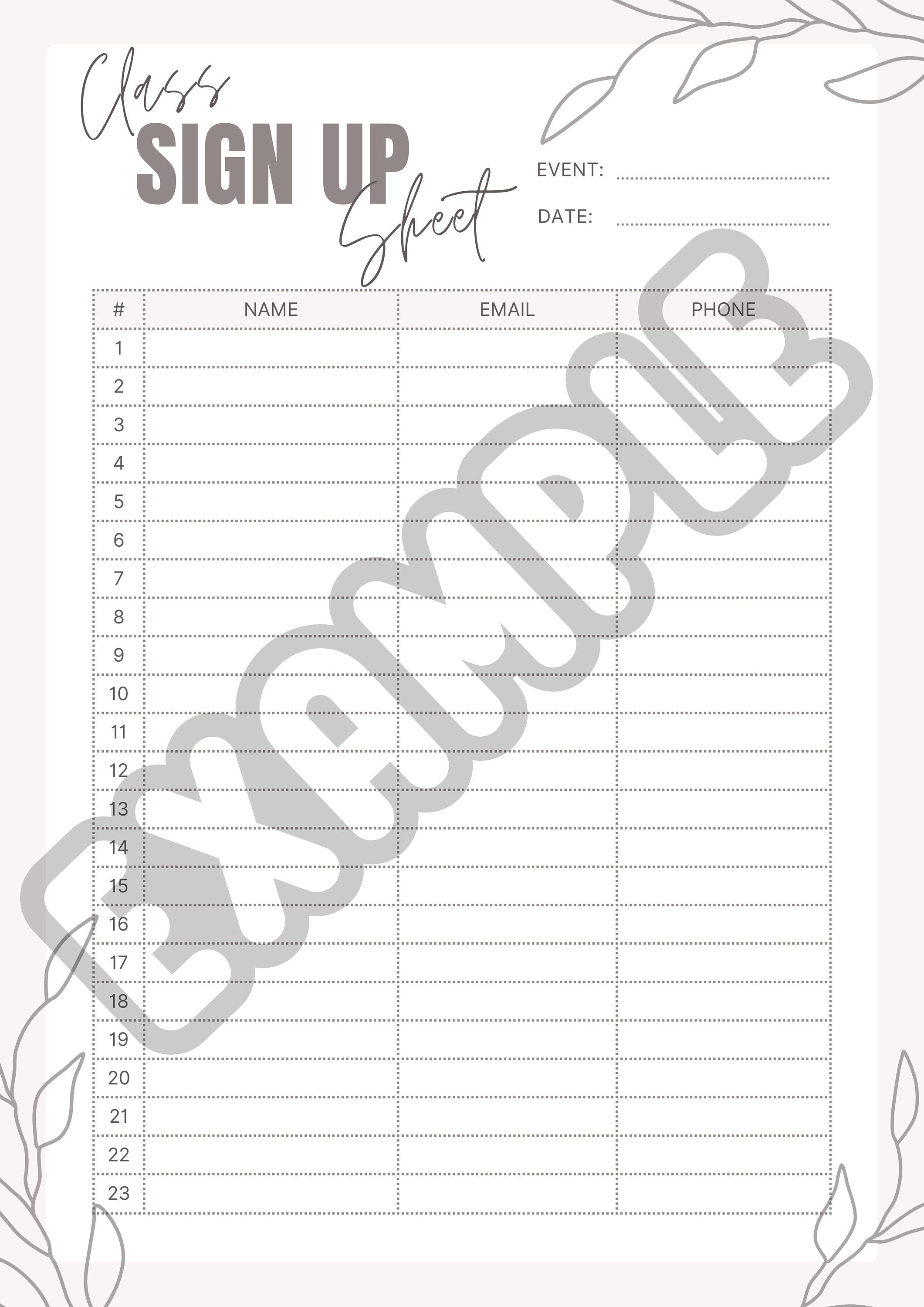 6 Printable Sign-up Sheet Templates, Printable Sign up List Download ...