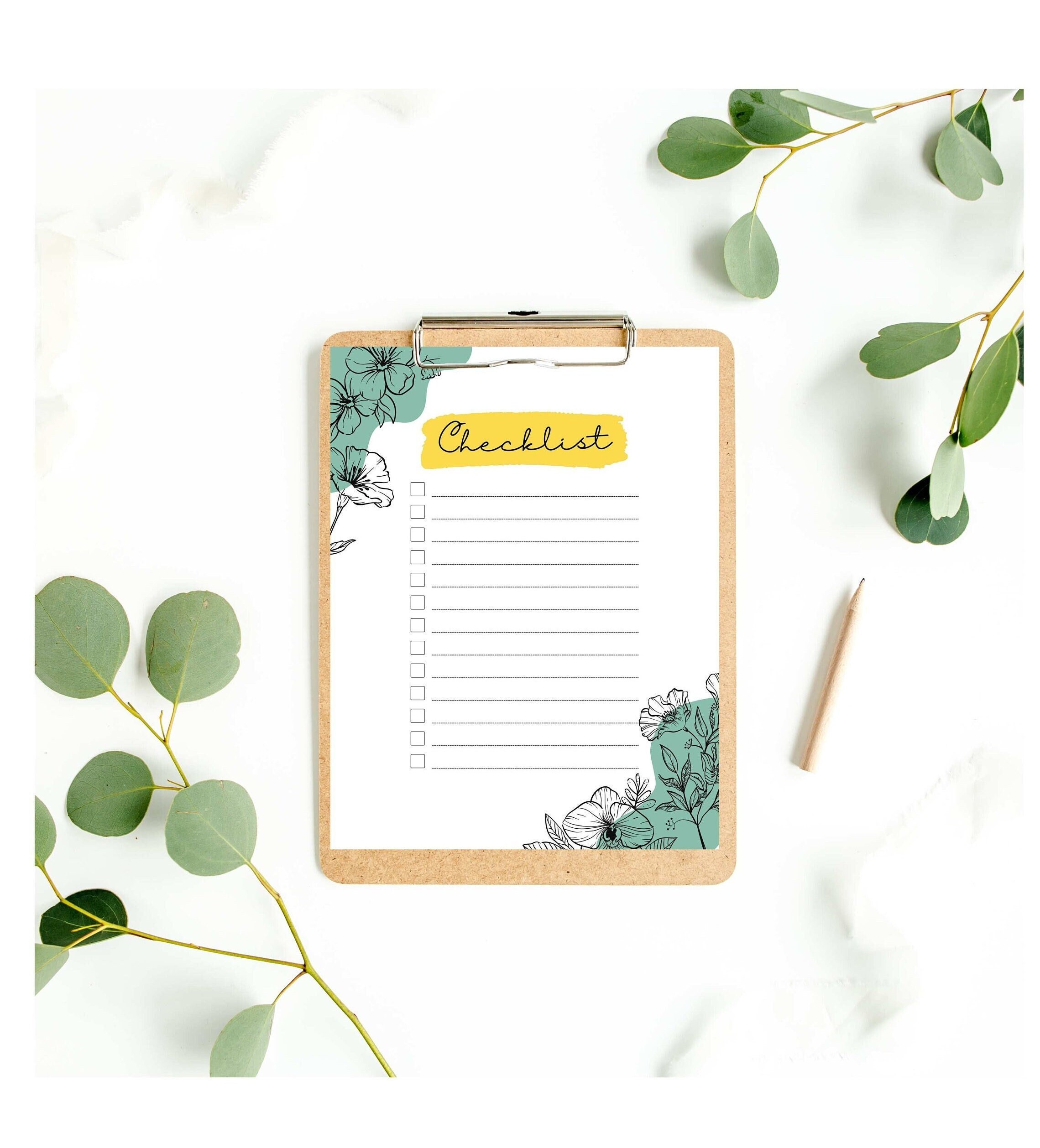 Simplistic Modern Checklist Instant Download Print on Demand - Etsy