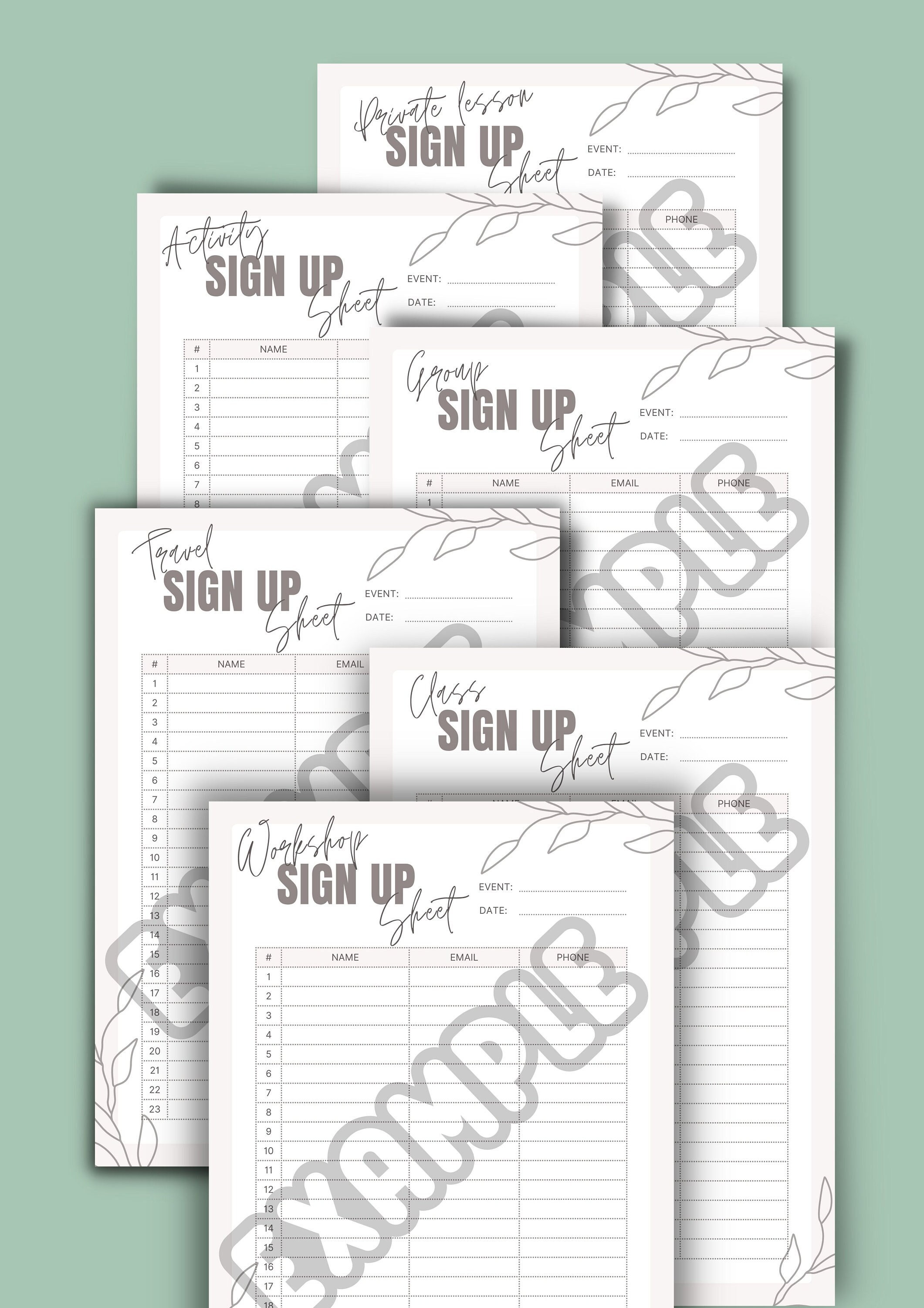 6 Printable Sign-up Sheet Templates, Printable Sign up List Download ...