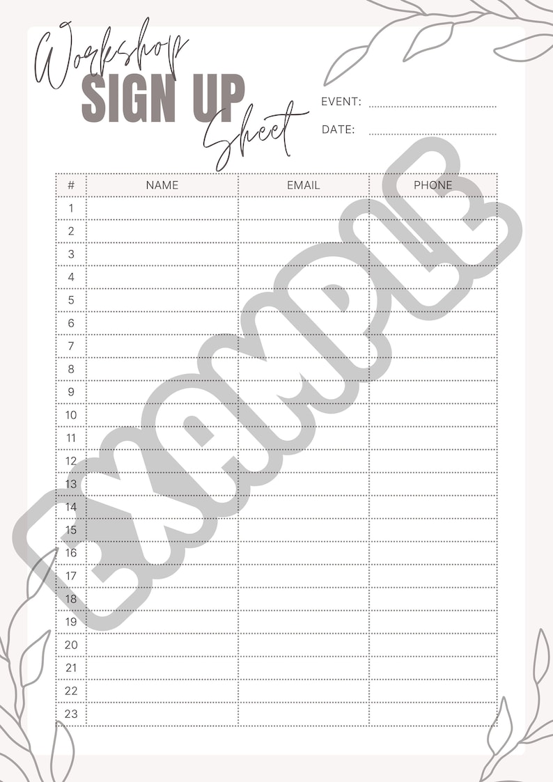 6 Printable Sign-up Sheet Templates, Printable Sign up List Download ...