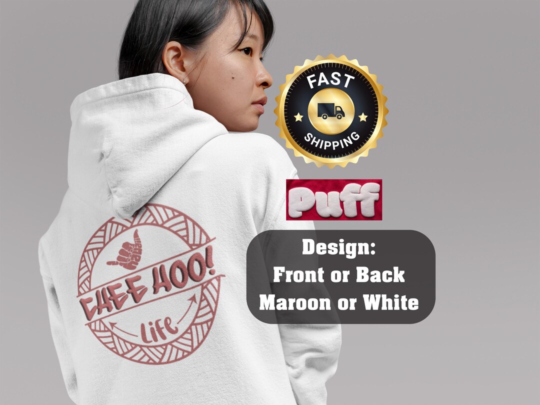Chee Hoo Puff Hoodie With Hawaiian Shaka Design, Polynesian Tribal Art ...