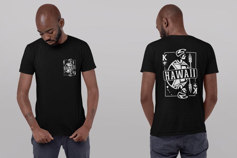 Hawaiian Tee Shirt of King Kamehameha as King of Hearts or Queen ...