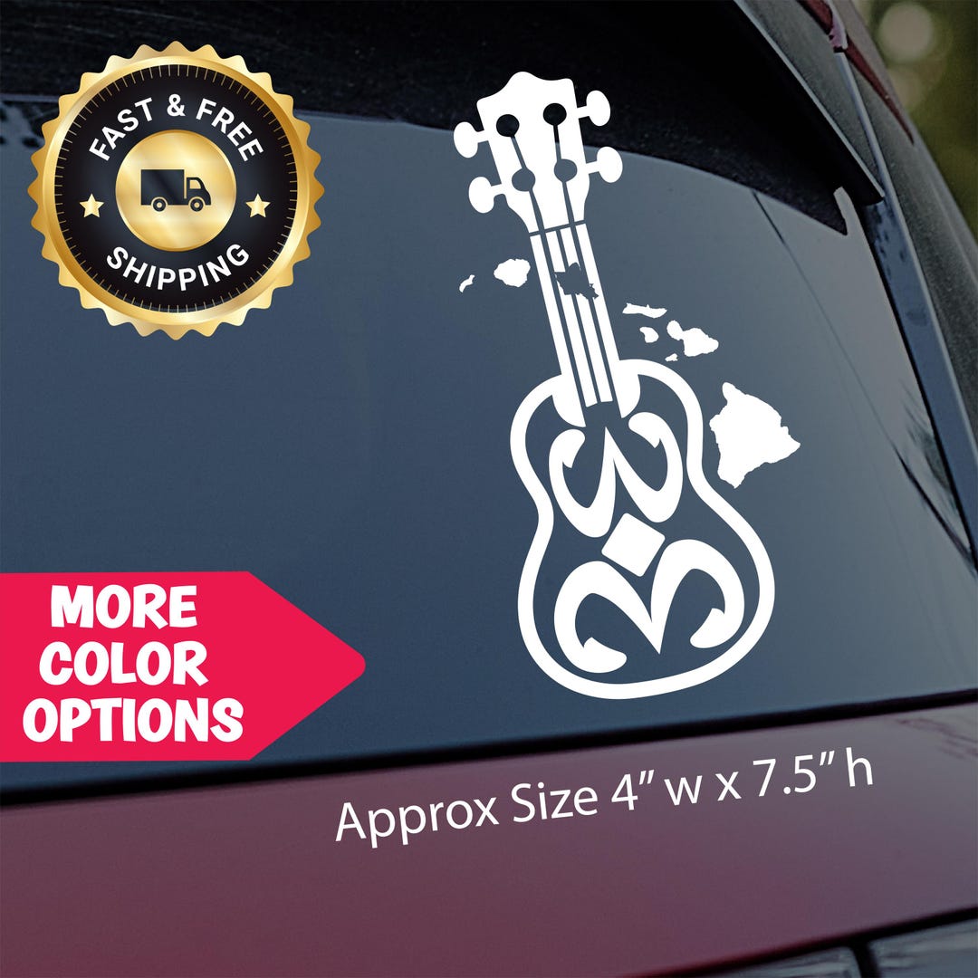 Hawaiian Ukulele Car Decal – Tribal Island Music Vinyl Sticker for Car ...