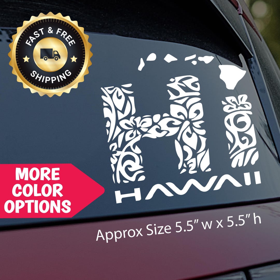 Hawaiian HI Car Decal, Island State Abbreviation Vinyl Sticker ...