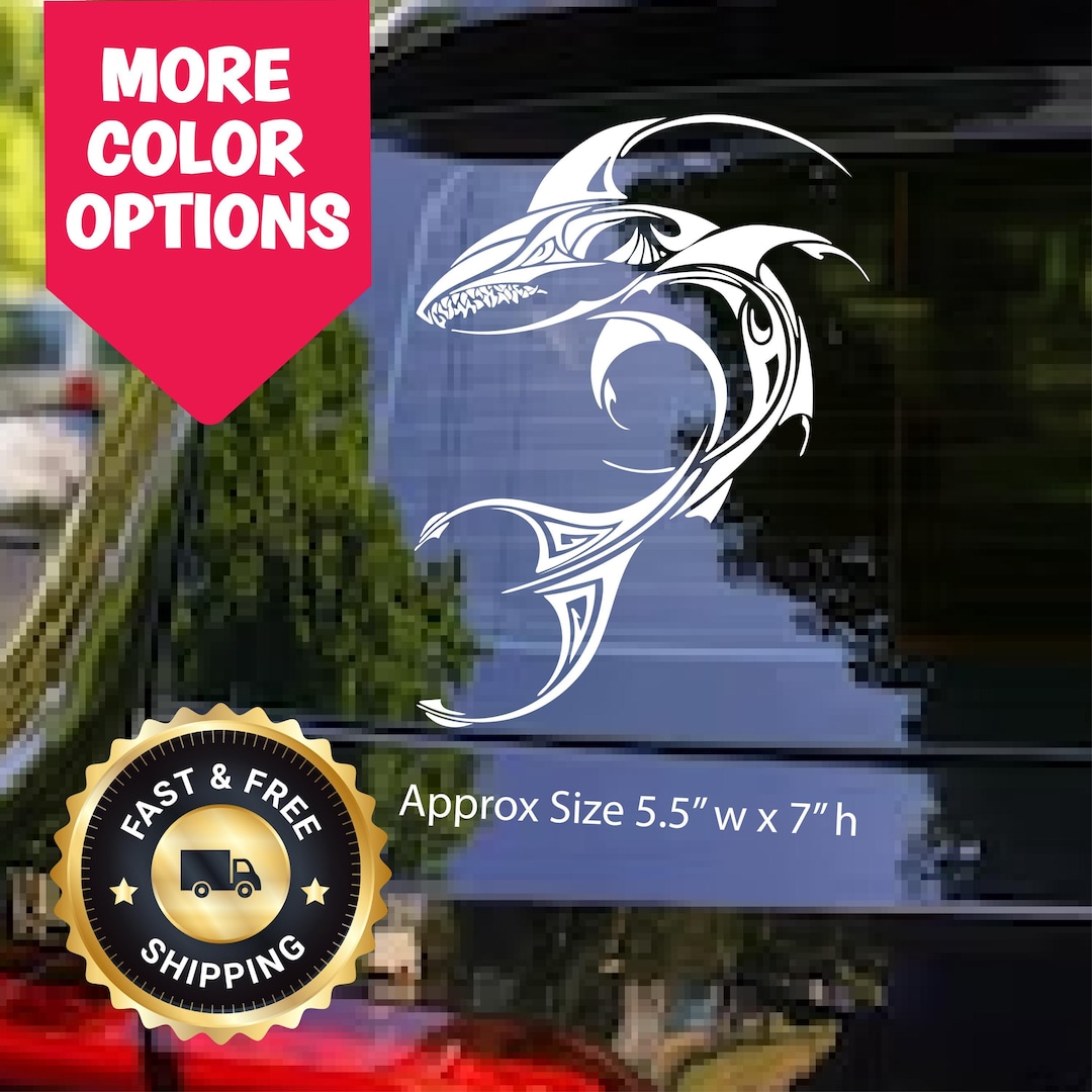 Tribal Shark Car Decal - Polynesian Shark Vinyl Sticker - Ocean ...