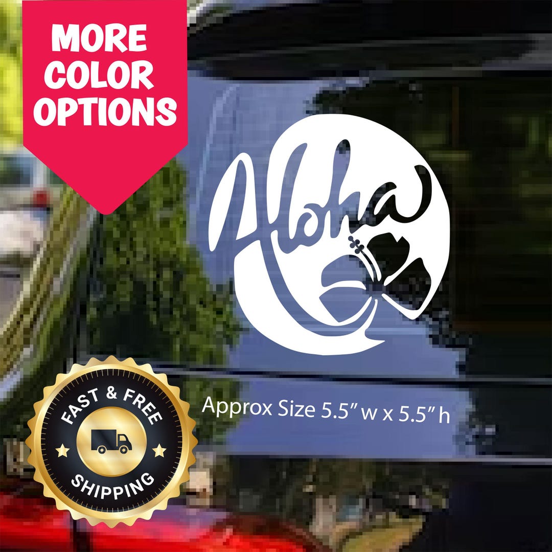 Hawaiian Aloha Hibiscus Car Decal – Tropical Vinyl Sticker for Car ...