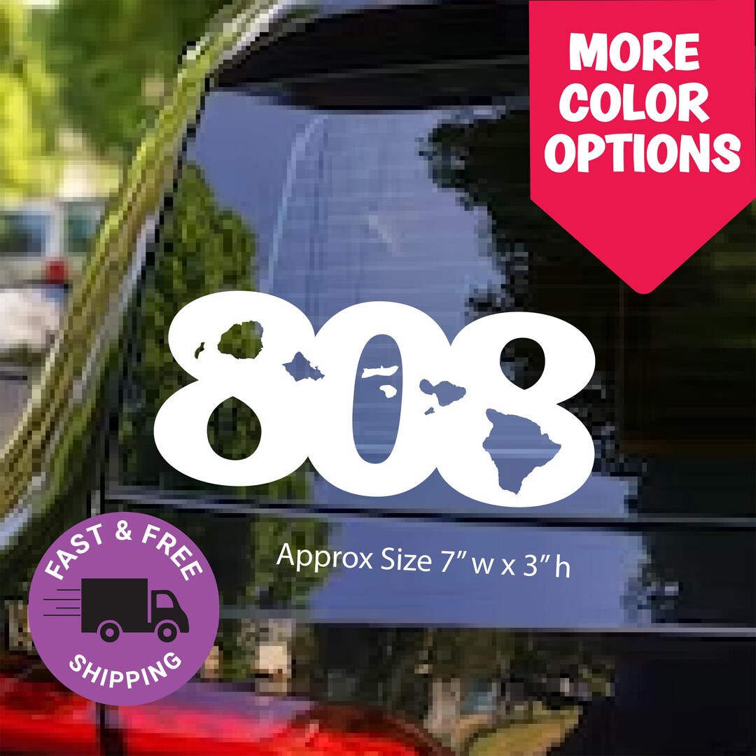 808 Hawaii Islands Vinyl Car Decal, Hawaiian Area Code Sticker ...