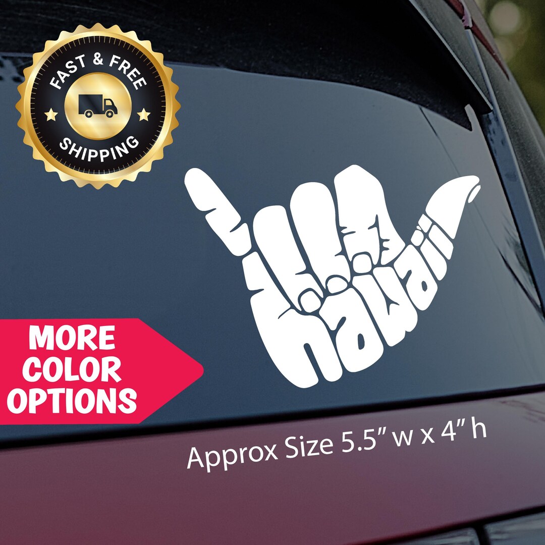 Shaka Hawaii Car Decal - Island Pride Vinyl Sticker for Cars, Windows ...