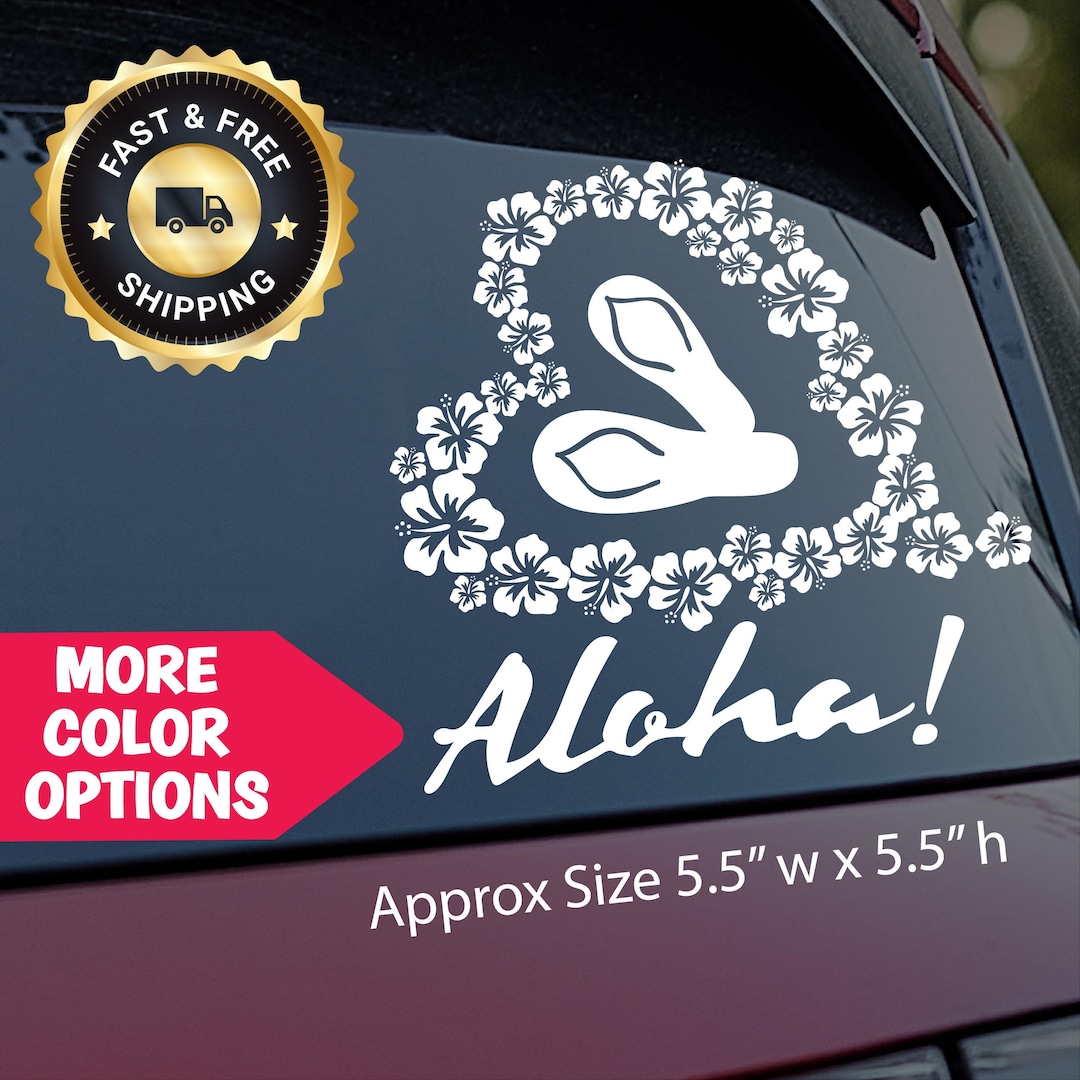 Hawaiian Aloha Car Decal – Hibiscus Flower Lei Sticker – Hawaiian Flip ...